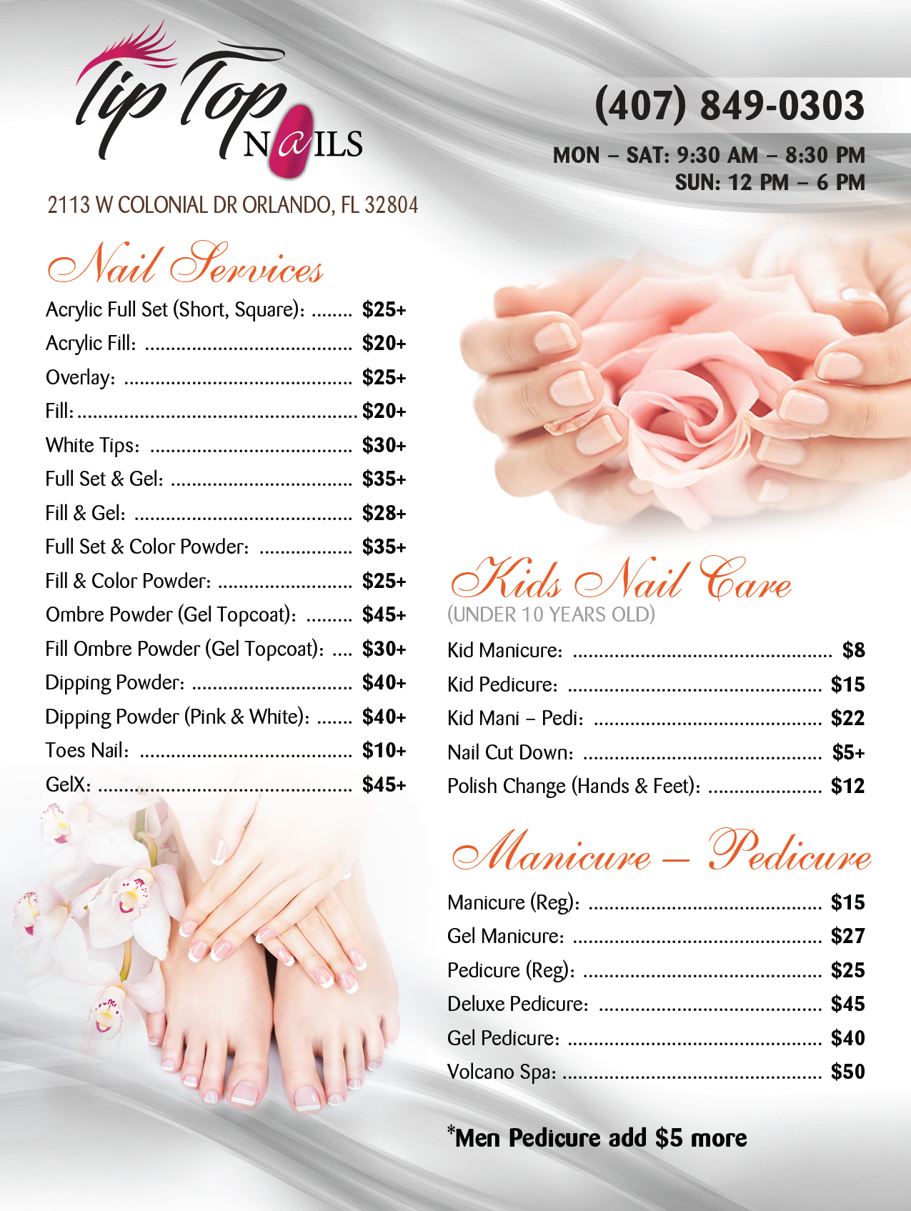 Services - tip top nail